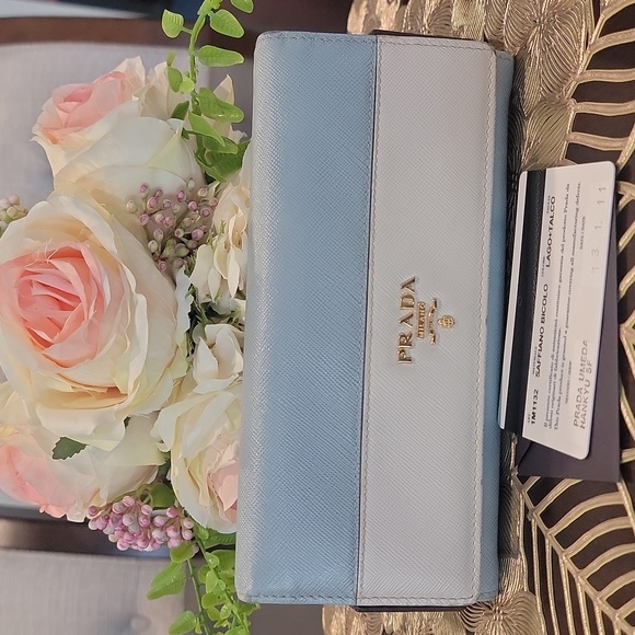 Prada | Bags | Authentic Prada Saffiano Wallet With Authenticity Card ...